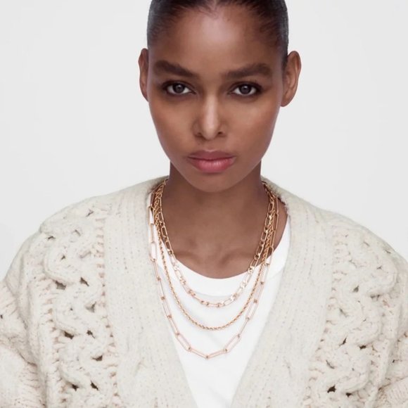 Zara | Jewelry | Zara New Gold Triple 2thickness Interlock Oval ...